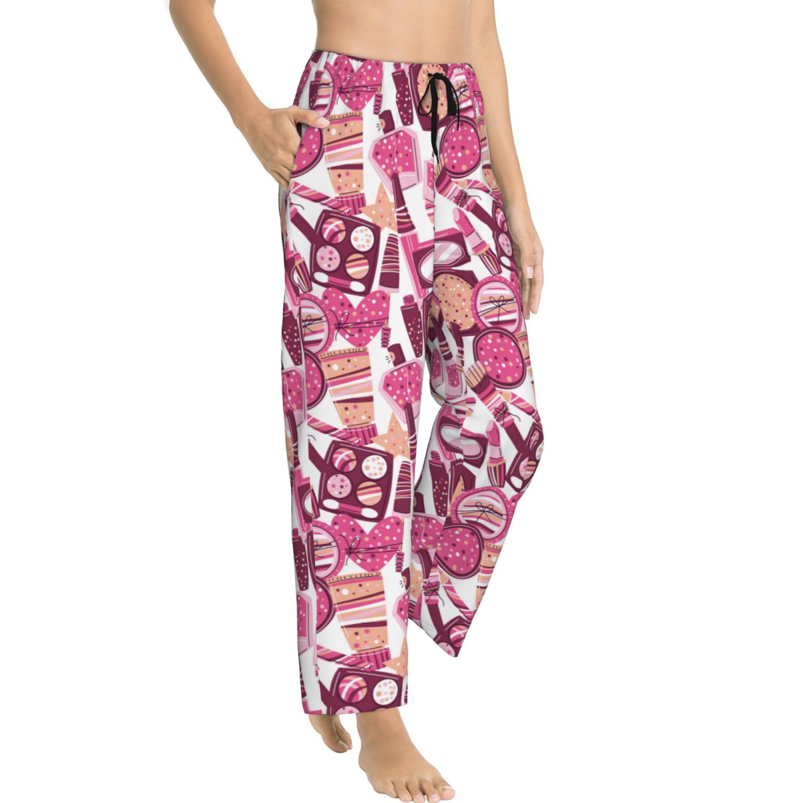 Goofa Cute Girl Printed Soft Pajama Pants for Women, Wide Leg Comfy ...