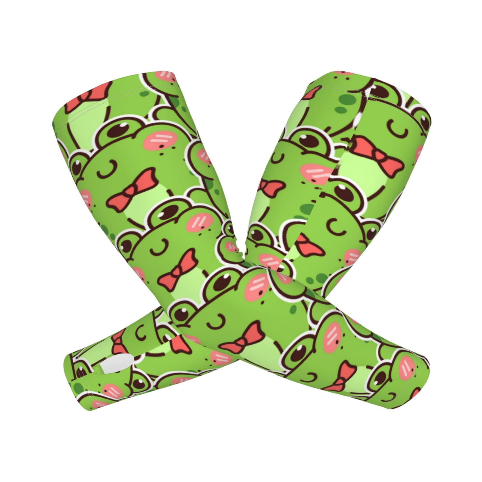 Goofa Cute Green Frog Pattern UV Sun Protection Arm Sleeves, UPF 50 ...