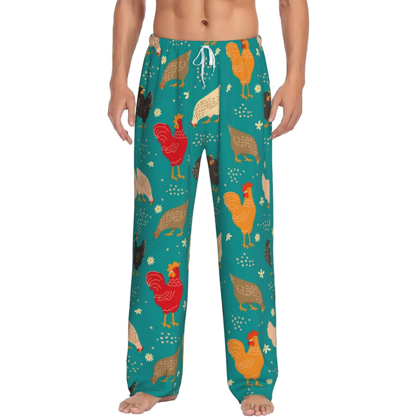 Goofa Cute Hens And Rooster Pattern Printed Soft Pajama Pants for Men ...