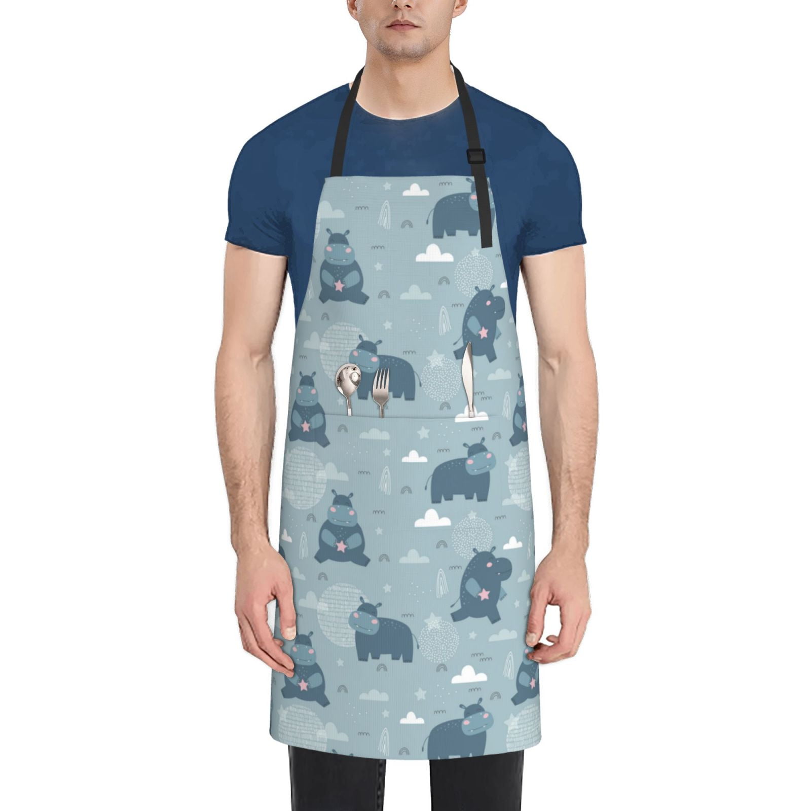 Goofa Cute Hippopotamus Printed Waterproof Apron 33" Chef Aprons for ...