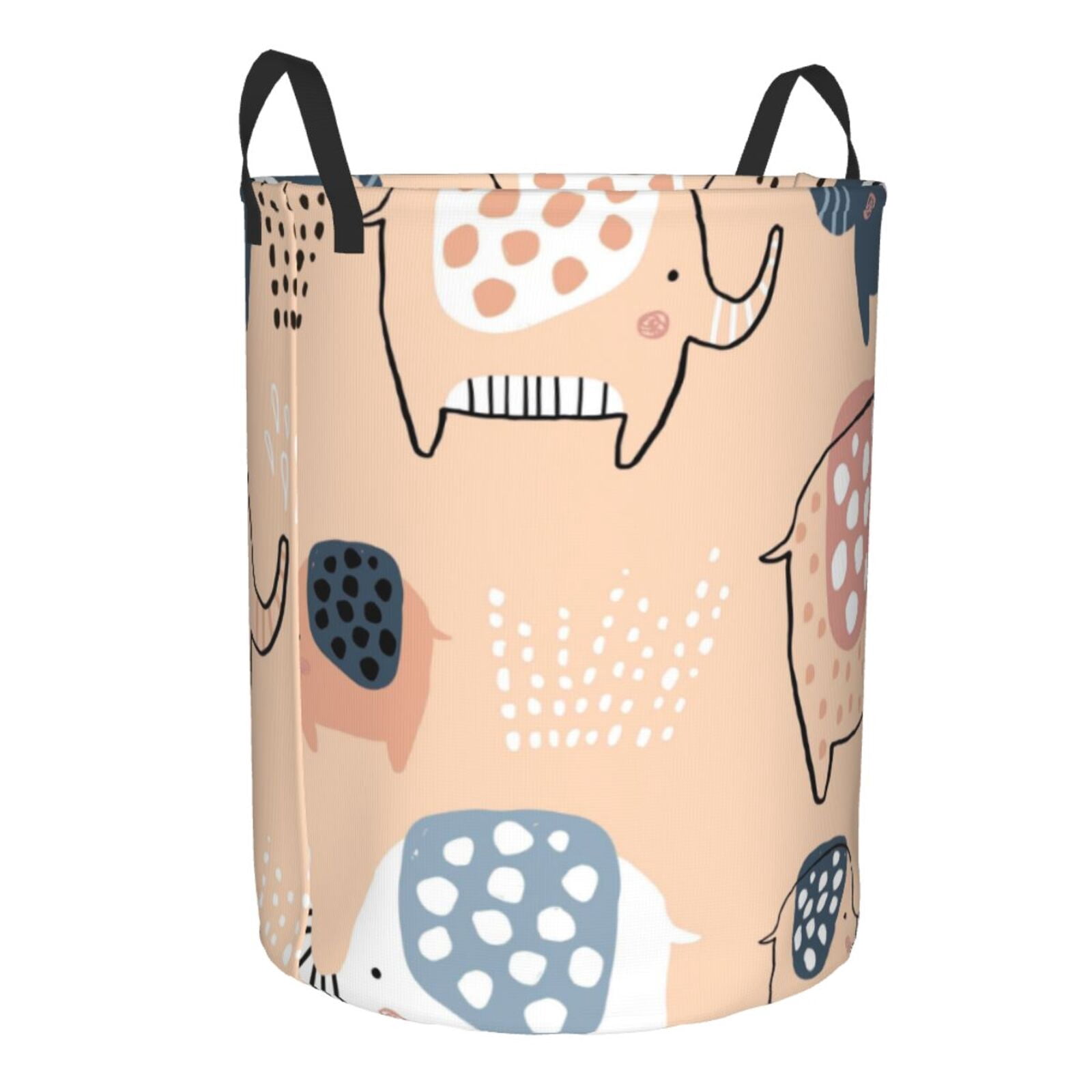 Goofa Cute Ink Drawn Elephants Printed Circular Hamper,Laundry Basket ...