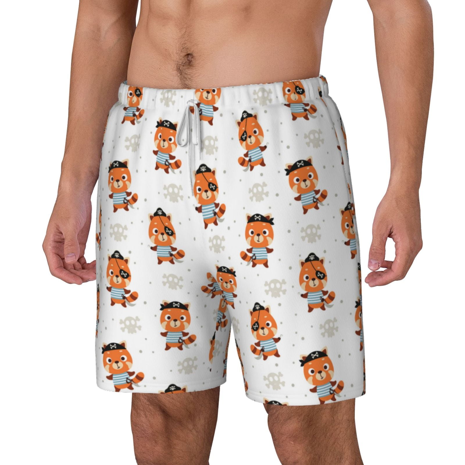 Goofa Cute Little Pirate Red Panda Printed Men's Swim Trunks Board ...