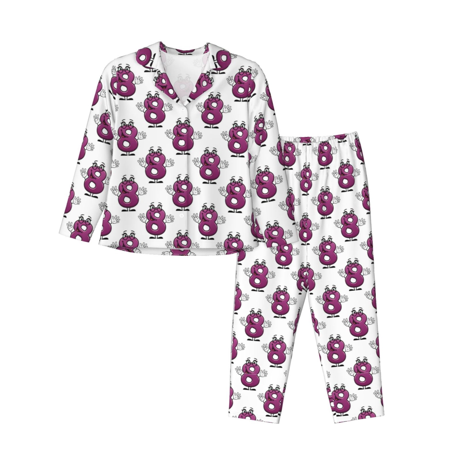 Goofa Cute Number 8 Printed Women’s 2 Piece Pajama Set Super,Pajamas ...