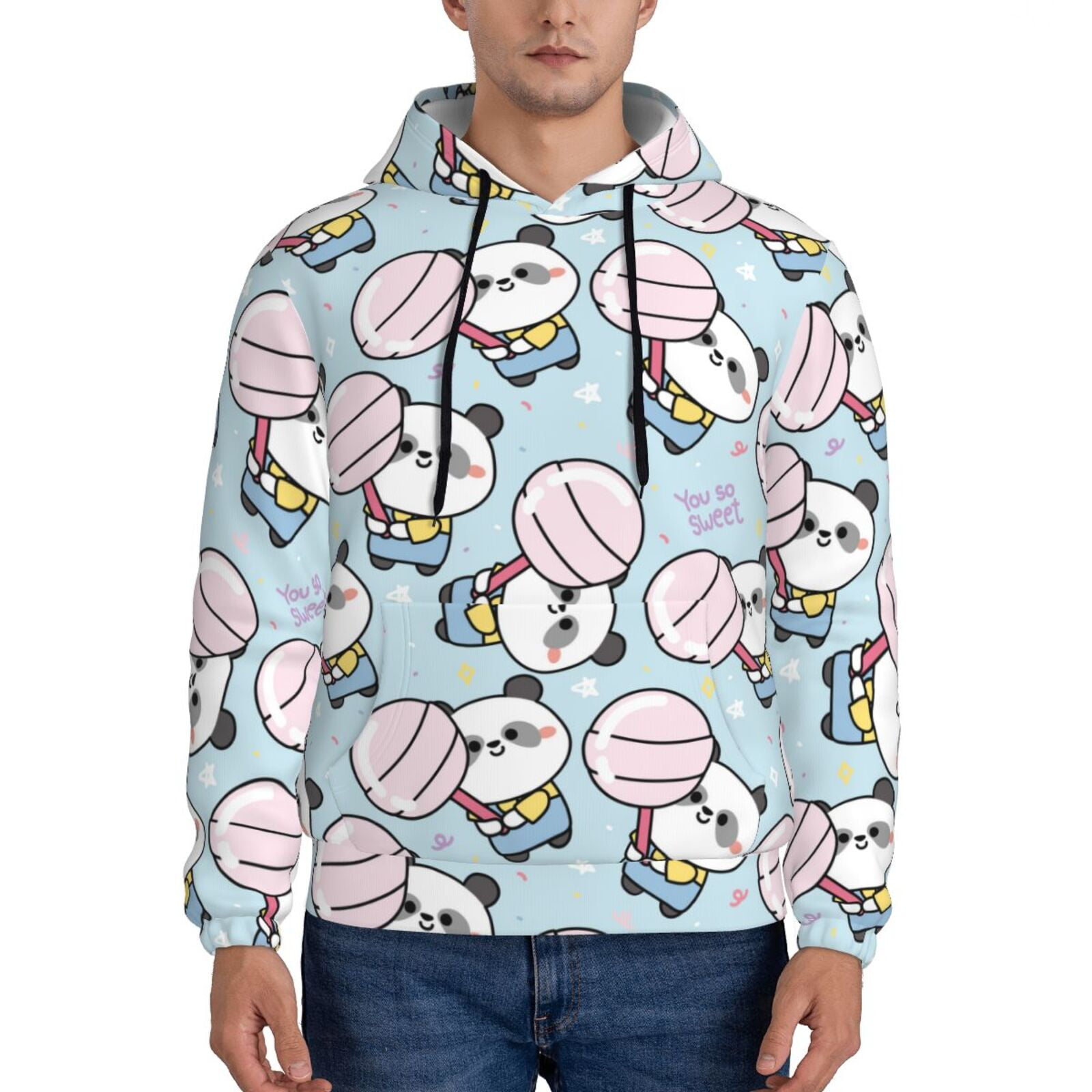 Goofa Cute Panda Bear for Men's Hooded Sweatshirt - Lightweight ...