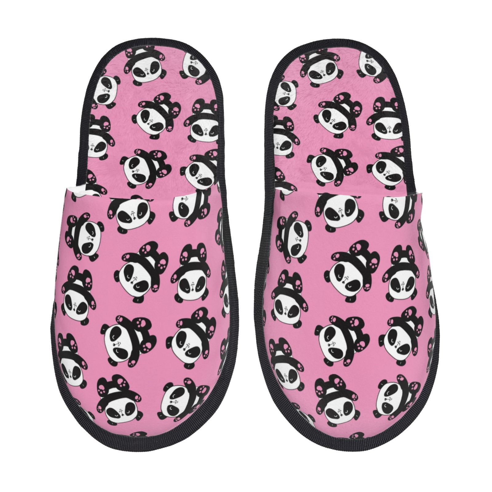 Goofa Cute Panda Pattern Plush Furry Slippers for Men & Women, Cozy ...