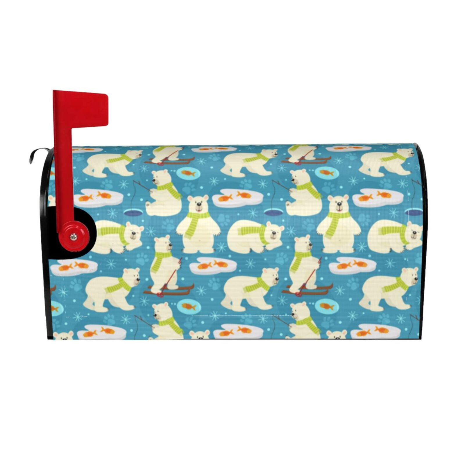 Goofa Cute Polar Bear Fishing Pattern Mailbox Cover, Mailbox Decoration ...