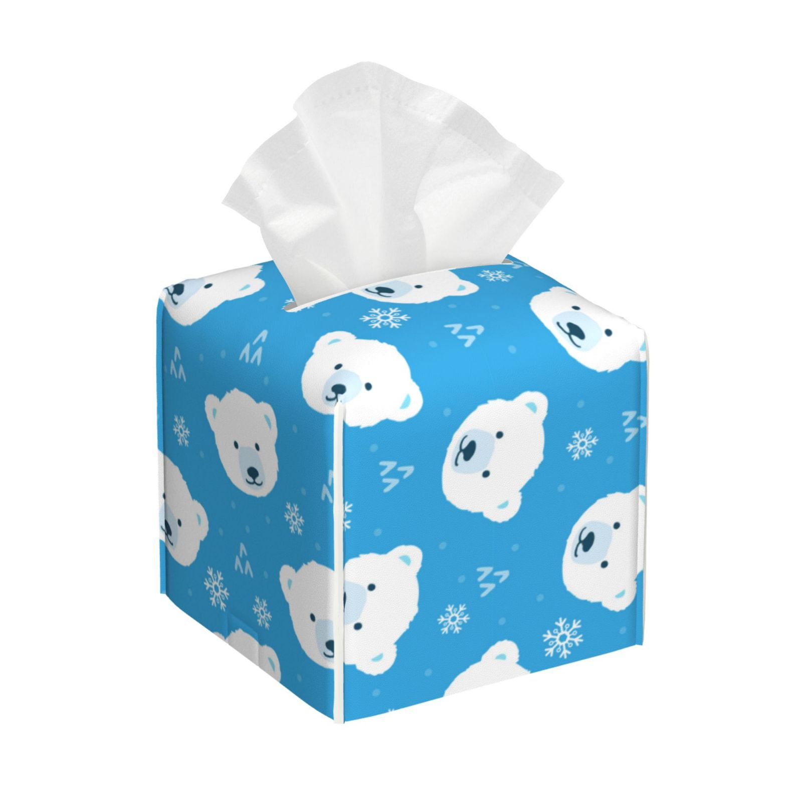 Goofa Cute Polar Bear Tissue Box Cover PVC Leather Tissue Holder Square ...