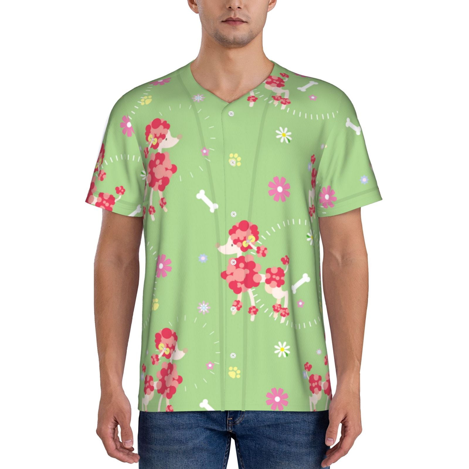 Goofa Cute Poodle Dog Pattern Mens Golf Shirt Baseball T-shirt Moisture Wicking Dry Fit ...