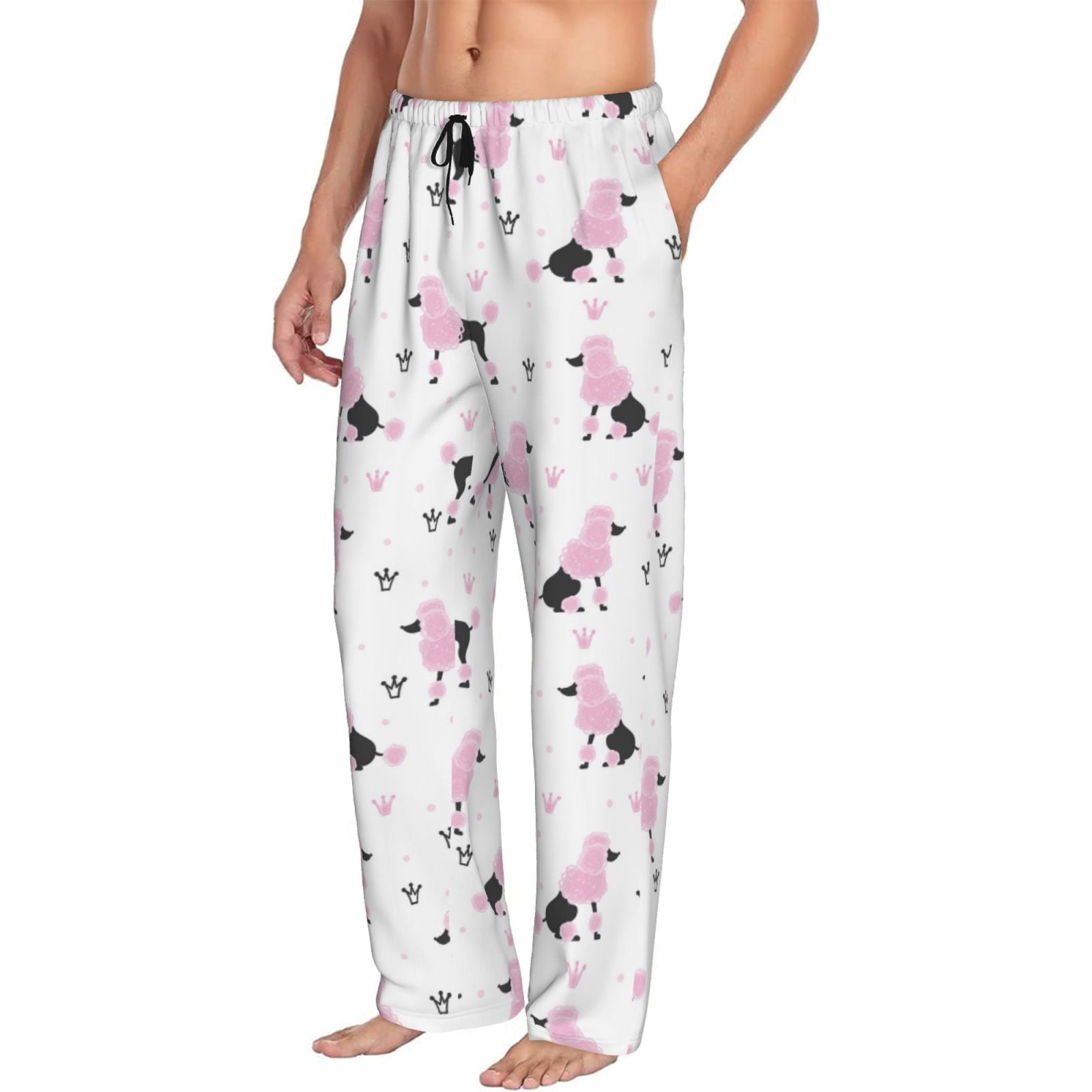 Goofa Cute Poodle Dog Printed Soft Pajama Pants for Men, Wide Leg Comfy ...