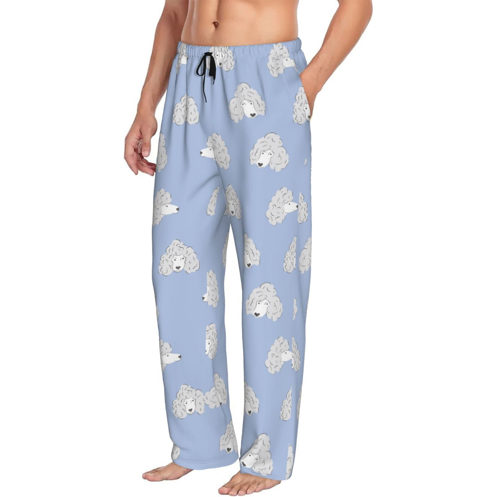 Goofa Cute Poodle Dog Printed Soft Pajama Pants for Men, Wide Leg Comfy ...