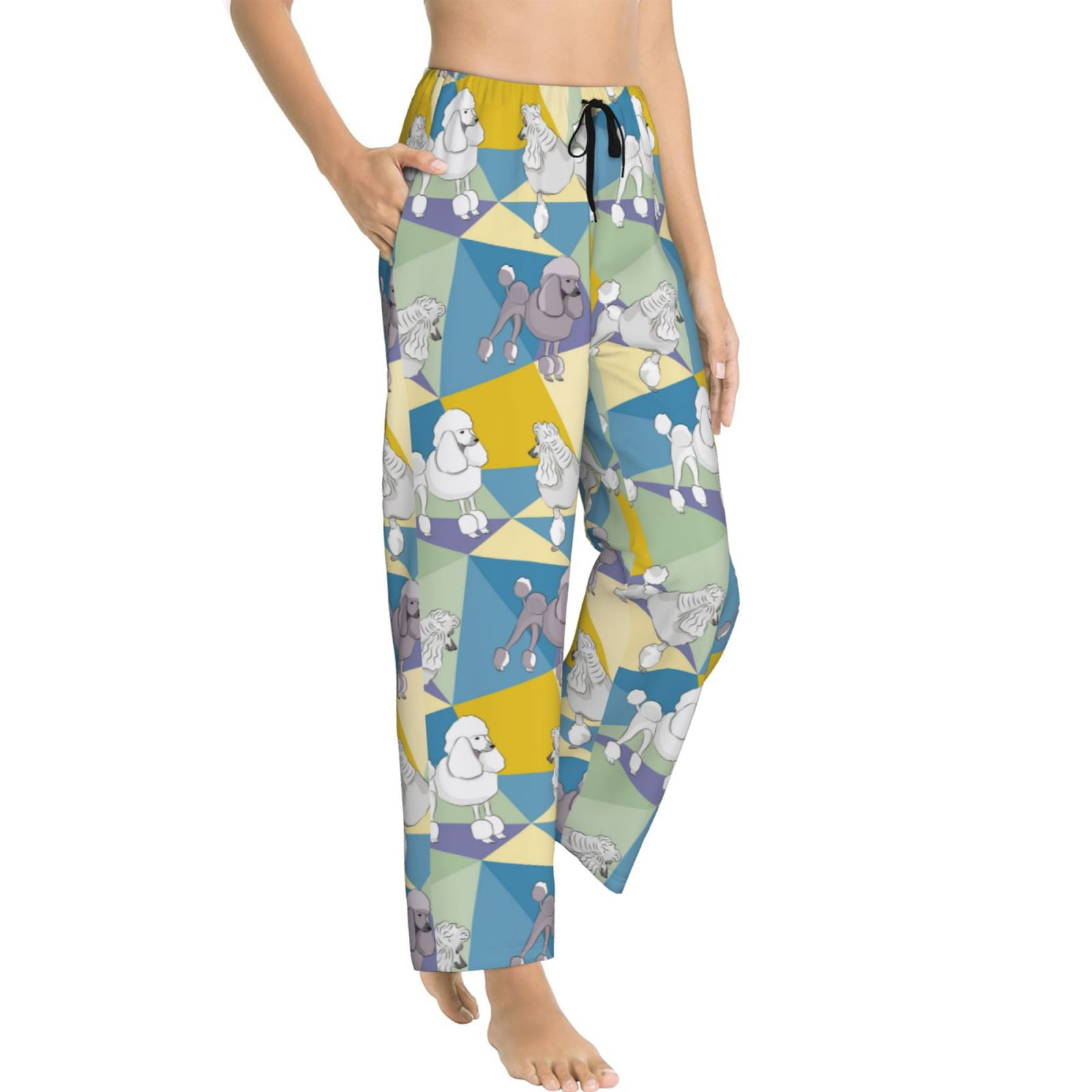 Goofa Cute Poodle Dog Printed Soft Pajama Pants for Women, Wide Leg ...