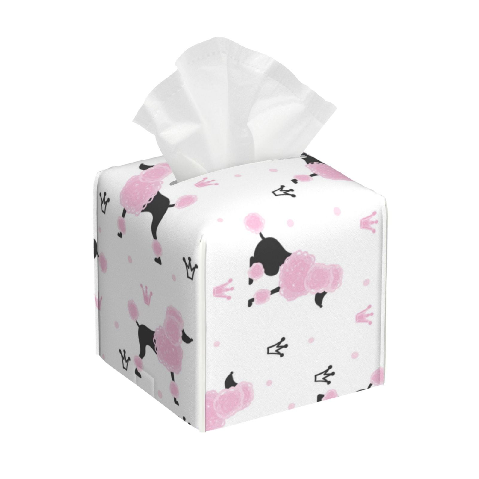 Goofa Cute Poodle Dog Tissue Box Cover PVC Leather Tissue Holder Square ...