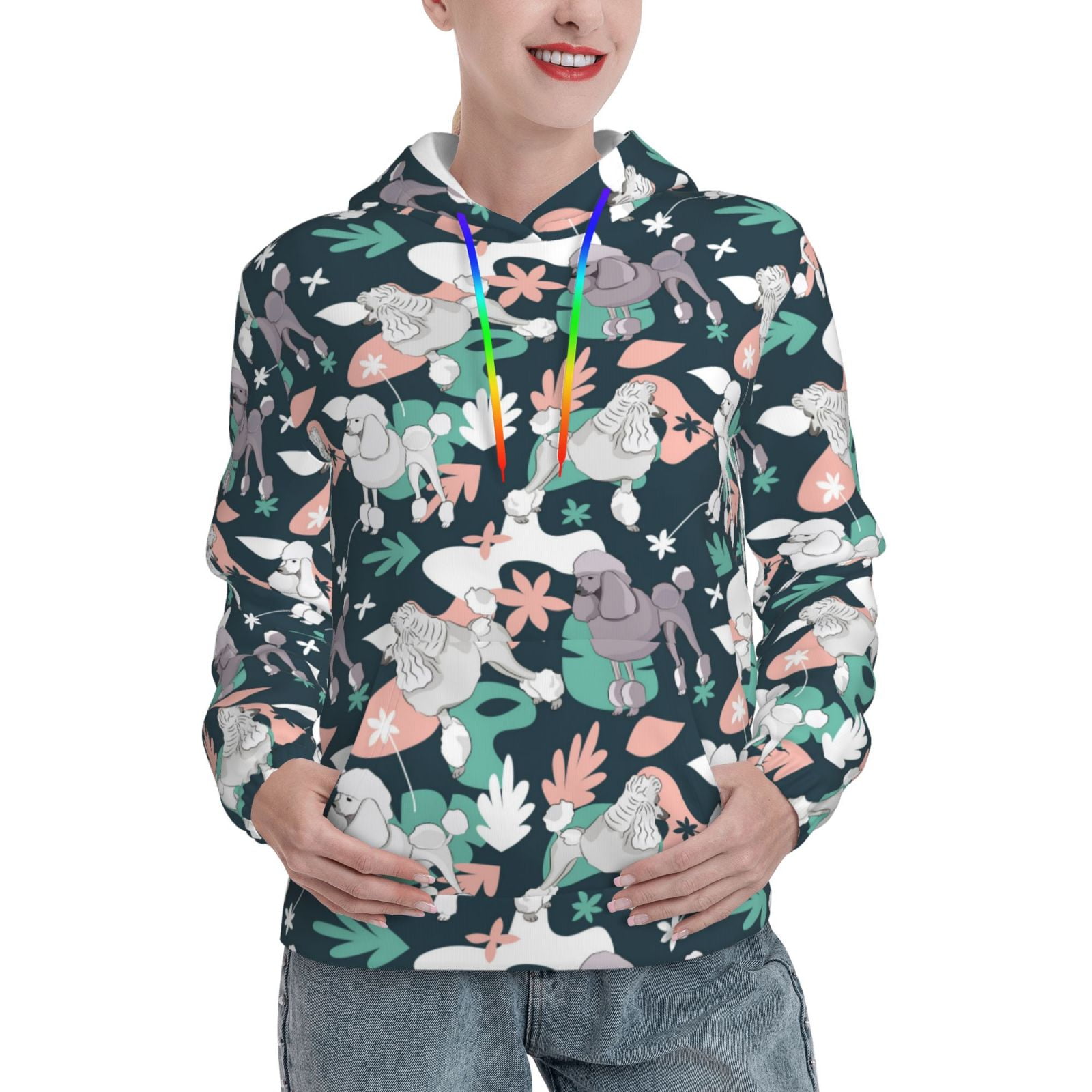 Goofa Cute Poodle Dog for Women's Hooded Sweatshirt with Eye-catching ...