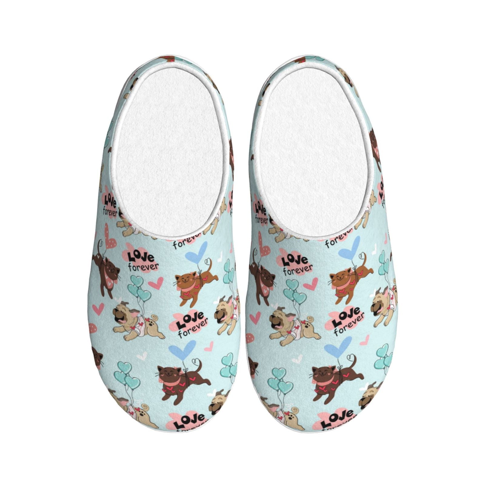 Goofa Cute Pug Dogs Print Womens Mens Cotton Lightweight House Slippers ...