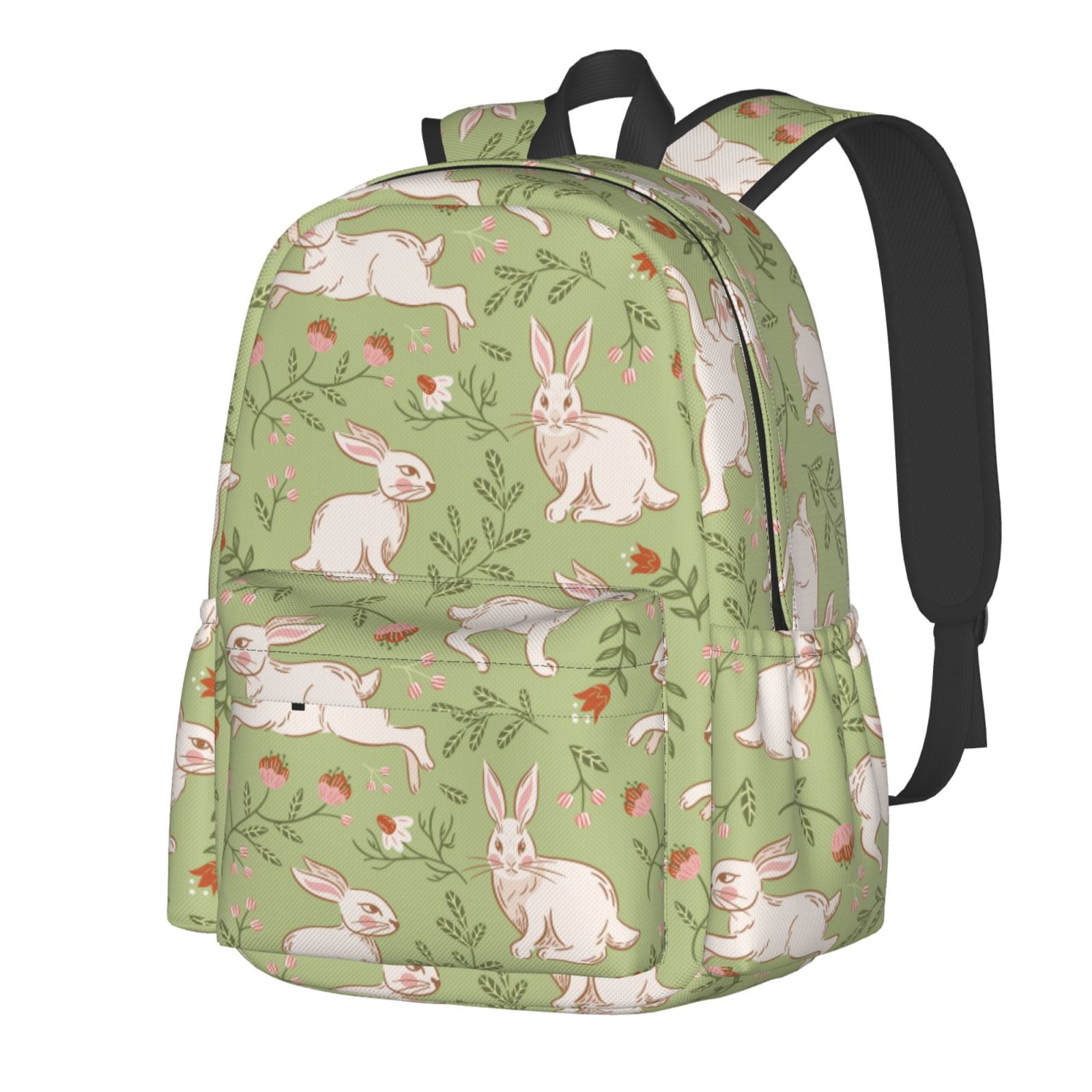 Goofa Cute Rabbit And Flower Pattern Backpack for Students – Large ...