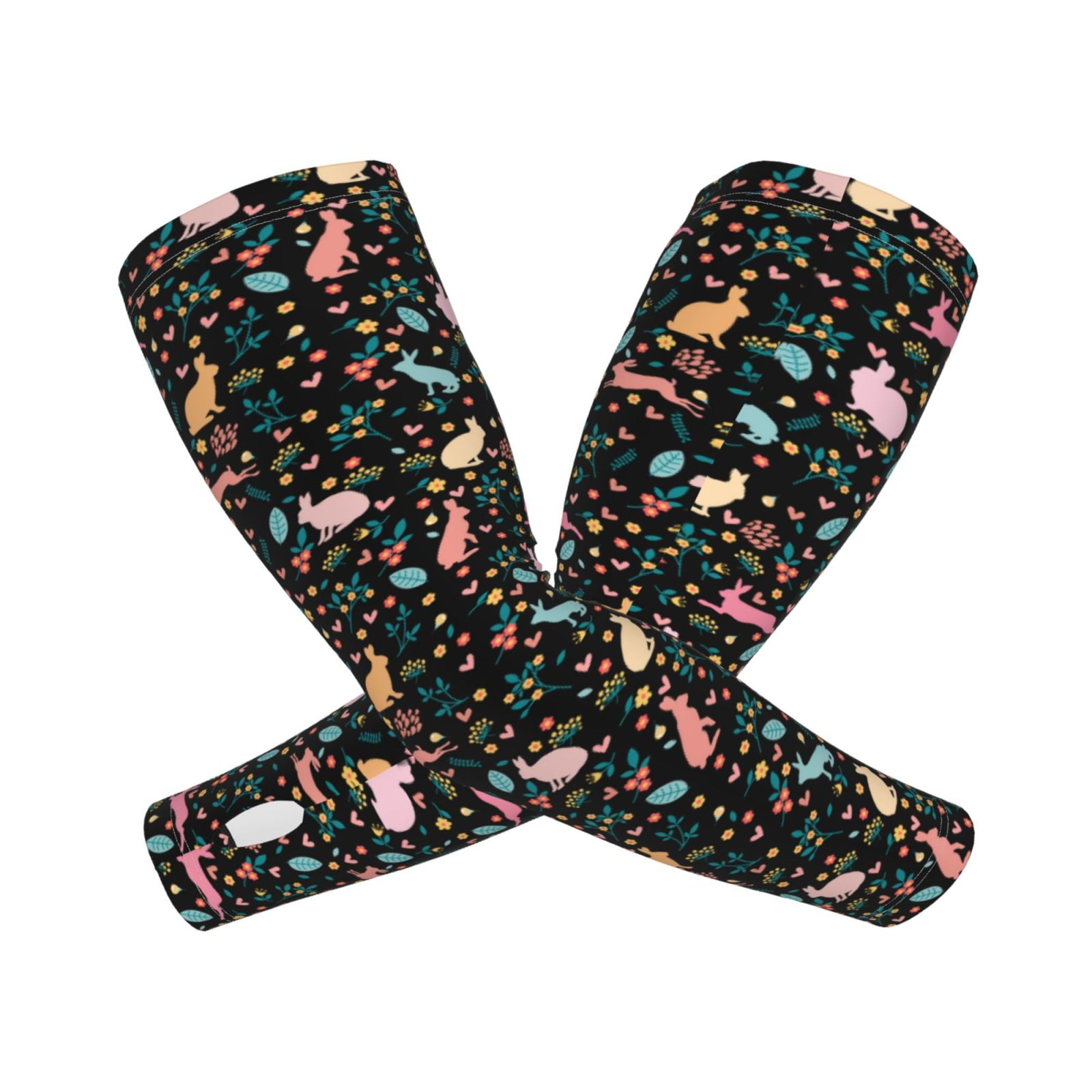 Goofa Cute Rabbit And Flower Pattern UV Sun Protection Arm Sleeves, UPF ...
