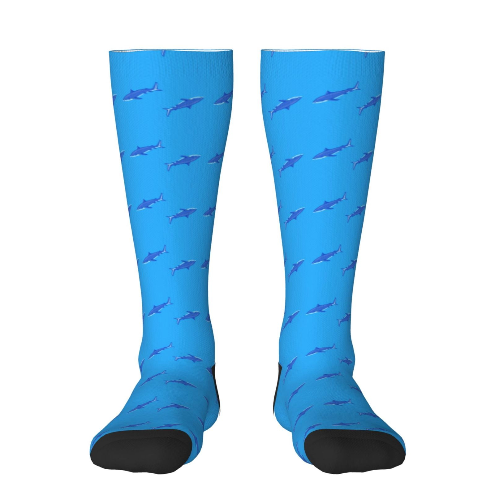 Goofa Cute Shark Pattern Adult Stockings, Color-Block Knee High Socks ...