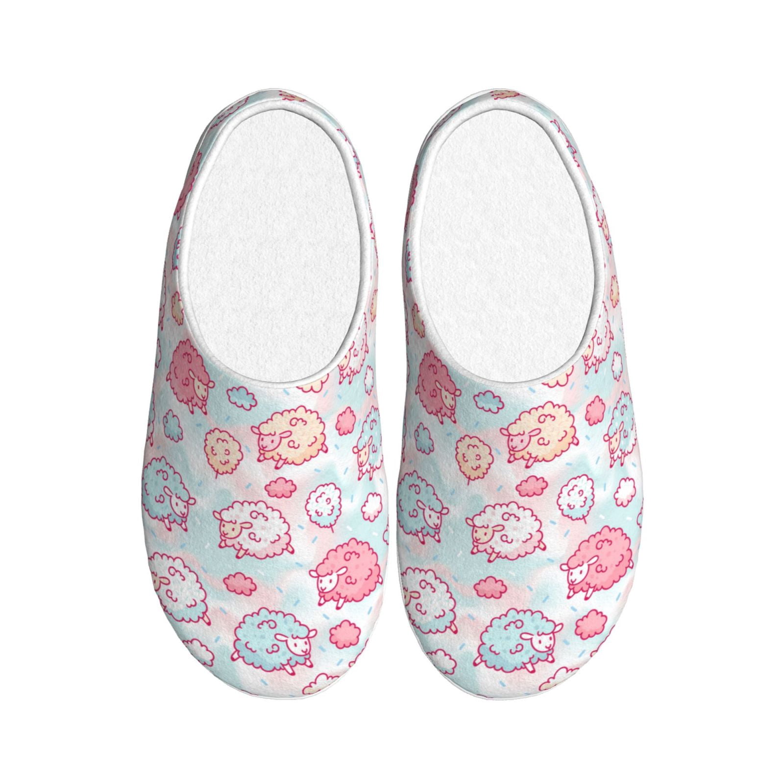 Goofa Cute Sheep Print Womens Mens Cotton Lightweight House Slippers ...