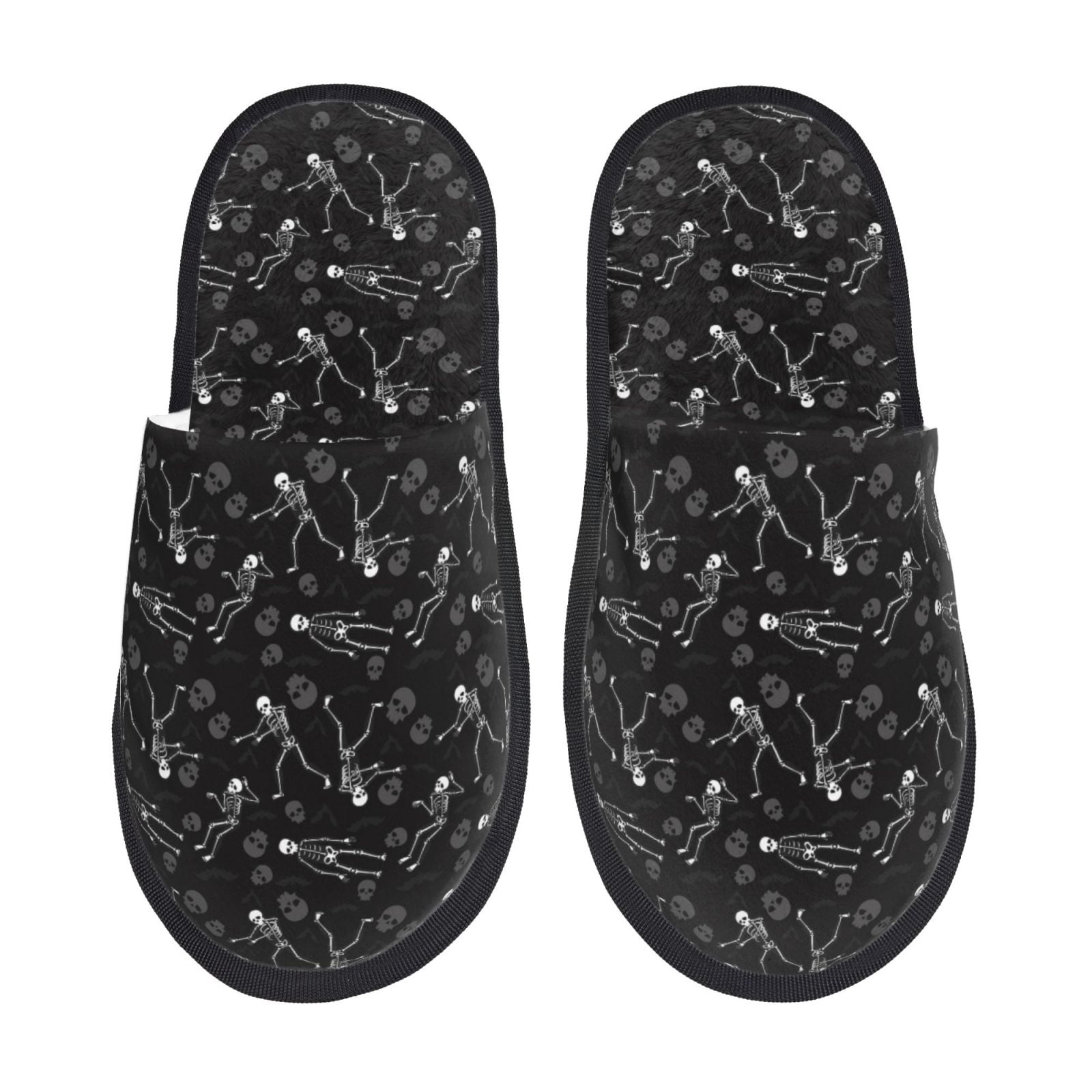 Goofa Cute Skull Pattern Plush Furry Slippers for Men & Women, Cozy ...