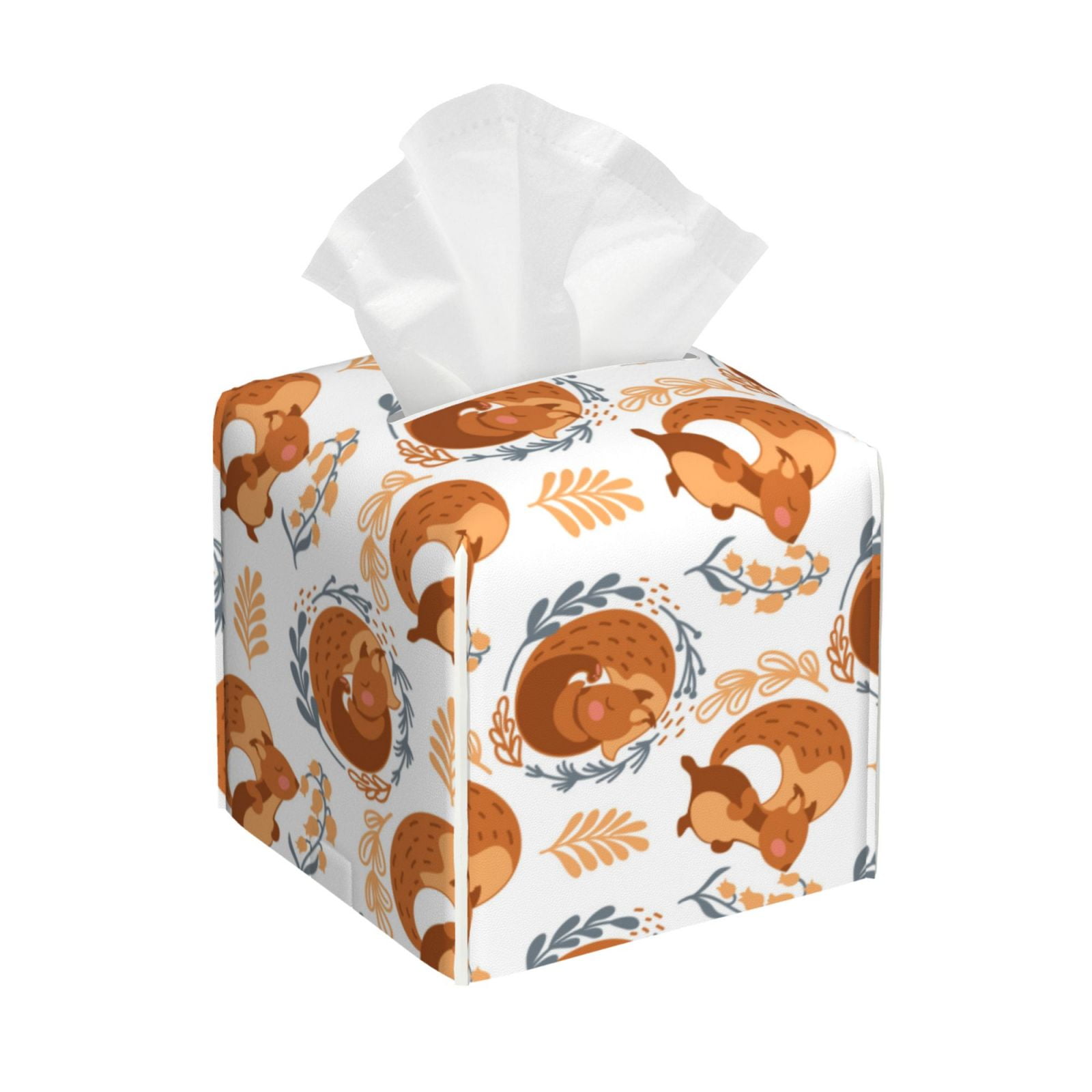 Goofa Cute Squirrel Tissue Box Cover PVC Leather Tissue Holder Square ...