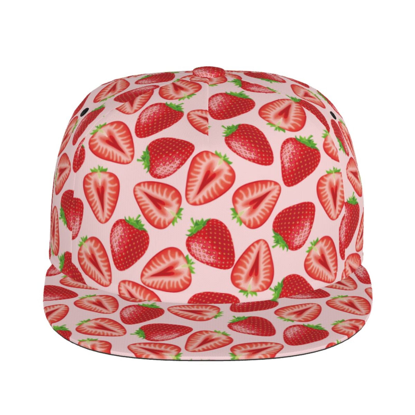 Goofa Cute Strawberry Printed Men's Baseball Cap,Straight Brim Hat,Golf ...