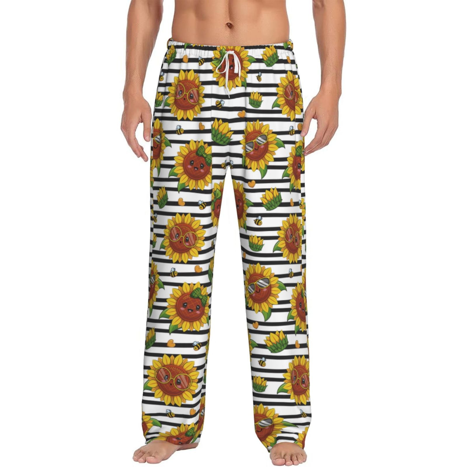 Goofa Cute Sunflowers Pattern Printed Soft Pajama Pants for Men, Wide ...