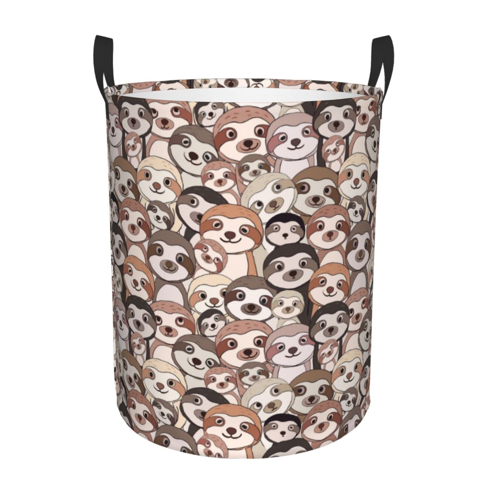 Goofa Cute brown sloth monkey Printed Circular Hamper,Laundry Basket ...