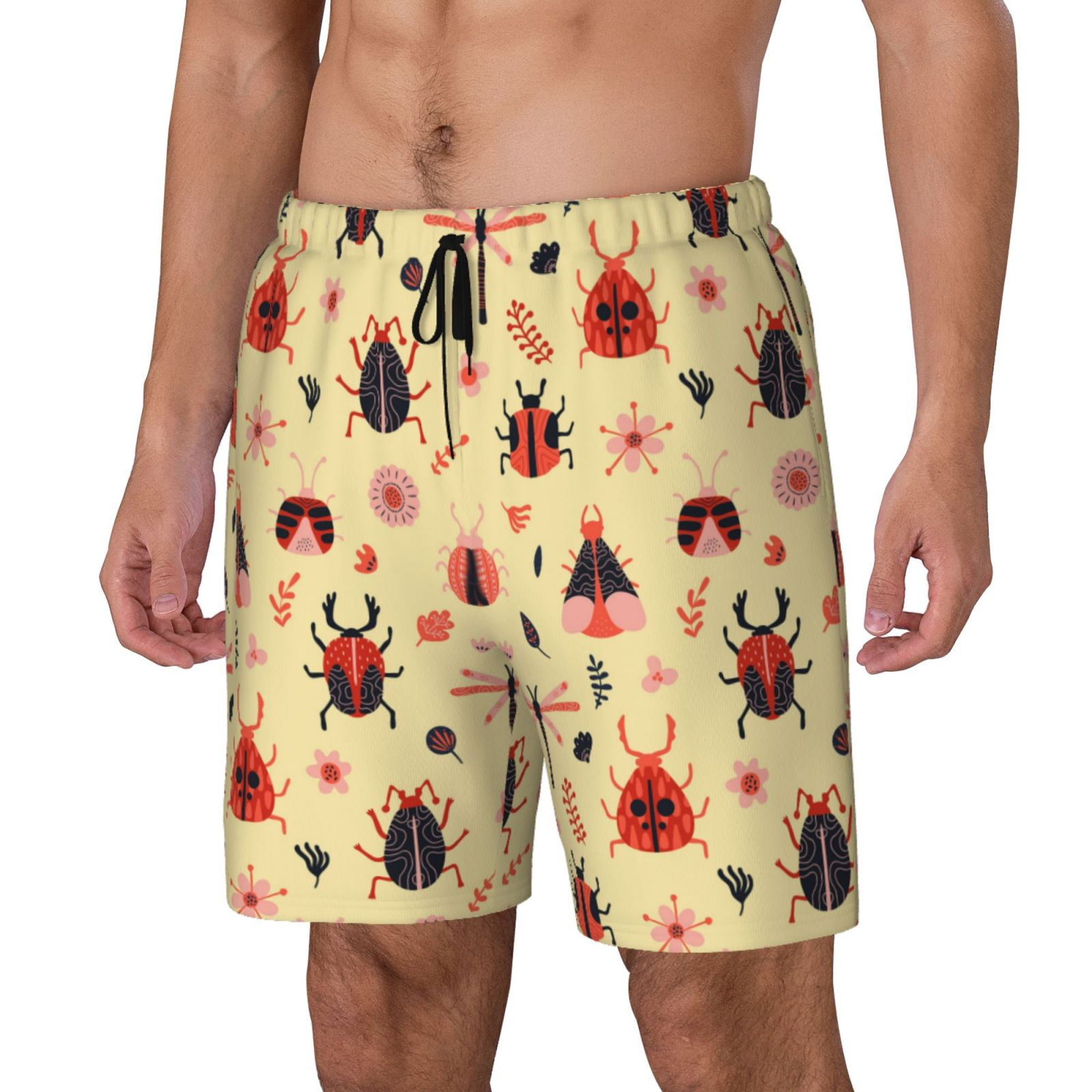 Goofa Cute insects Print Men's Swim Trunks Board Shorts Quick Dry Mens ...