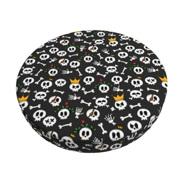 Goofa Cute skull Printed Stool Covers Round, Waterproof Round Bar Stool ...