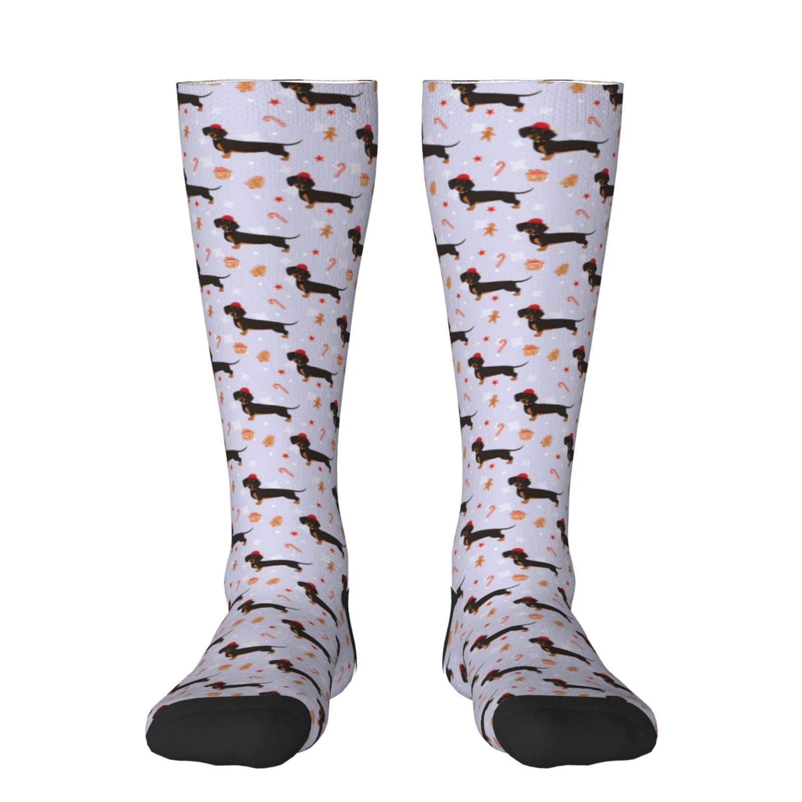 Goofa Dachshund Dog Puppy Pattern Adult Stockings, Color-Block Knee ...