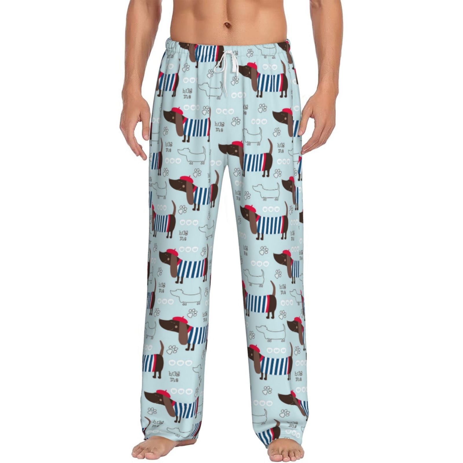Goofa Dachshund Dog Puppy Pattern Printed Soft Pajama Pants for Men ...