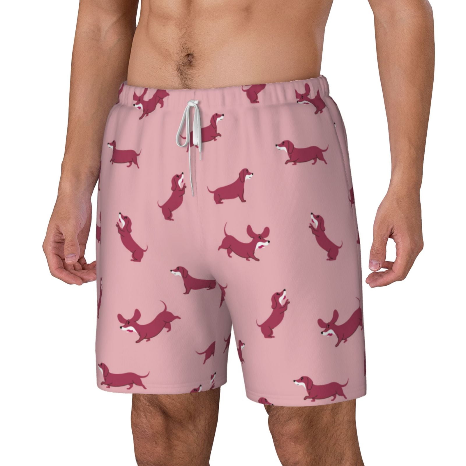 Goofa Dachshund Dog Puppy Printed Men's Swim Trunks Board Shorts Quick ...