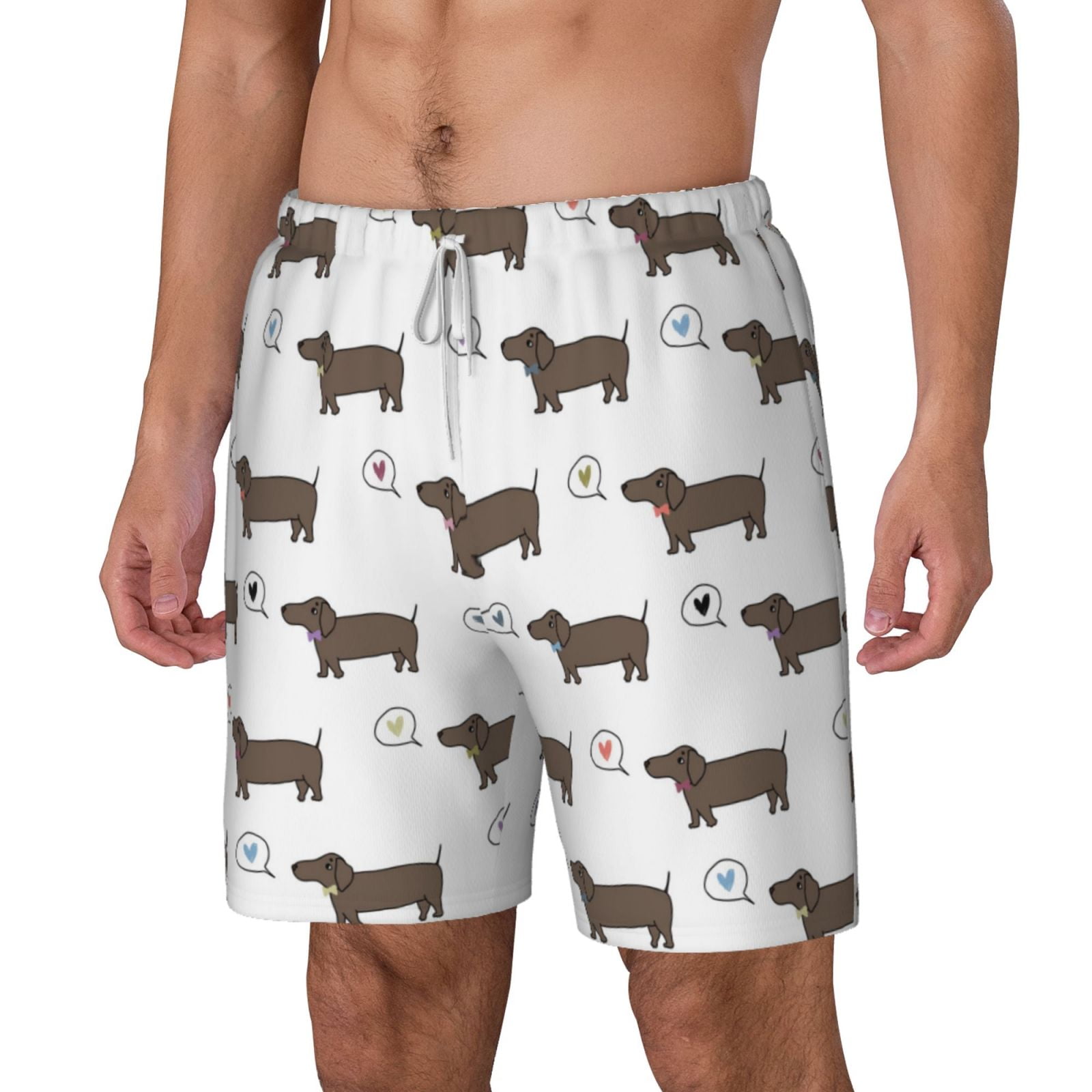 Goofa Dachshund Dog Puppy Printed Men's Swim Trunks Board Shorts Quick ...