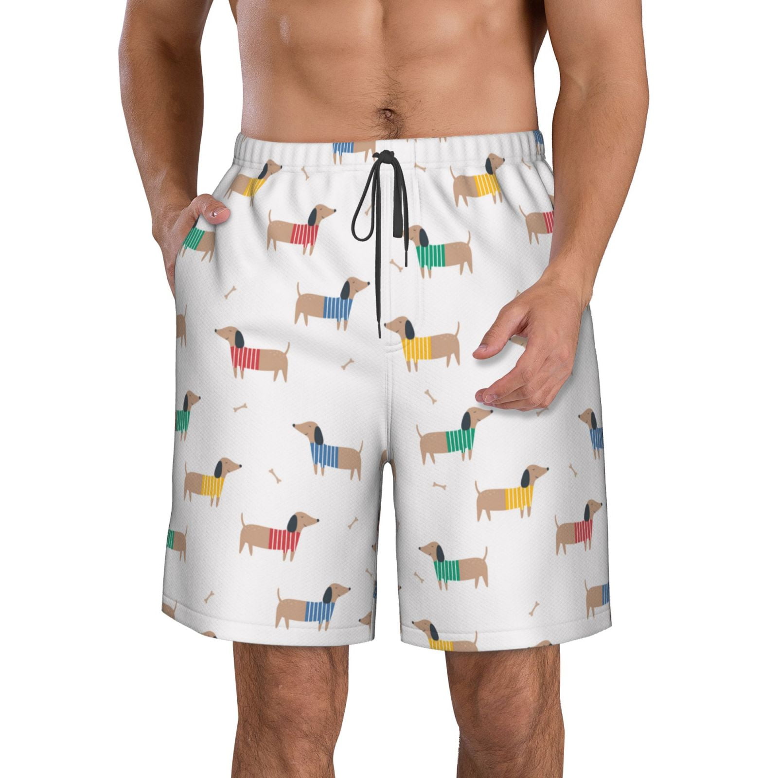 Goofa Dachshund Dog Puppy Printed Mens Swim Trunks Summer Quick Dry ...