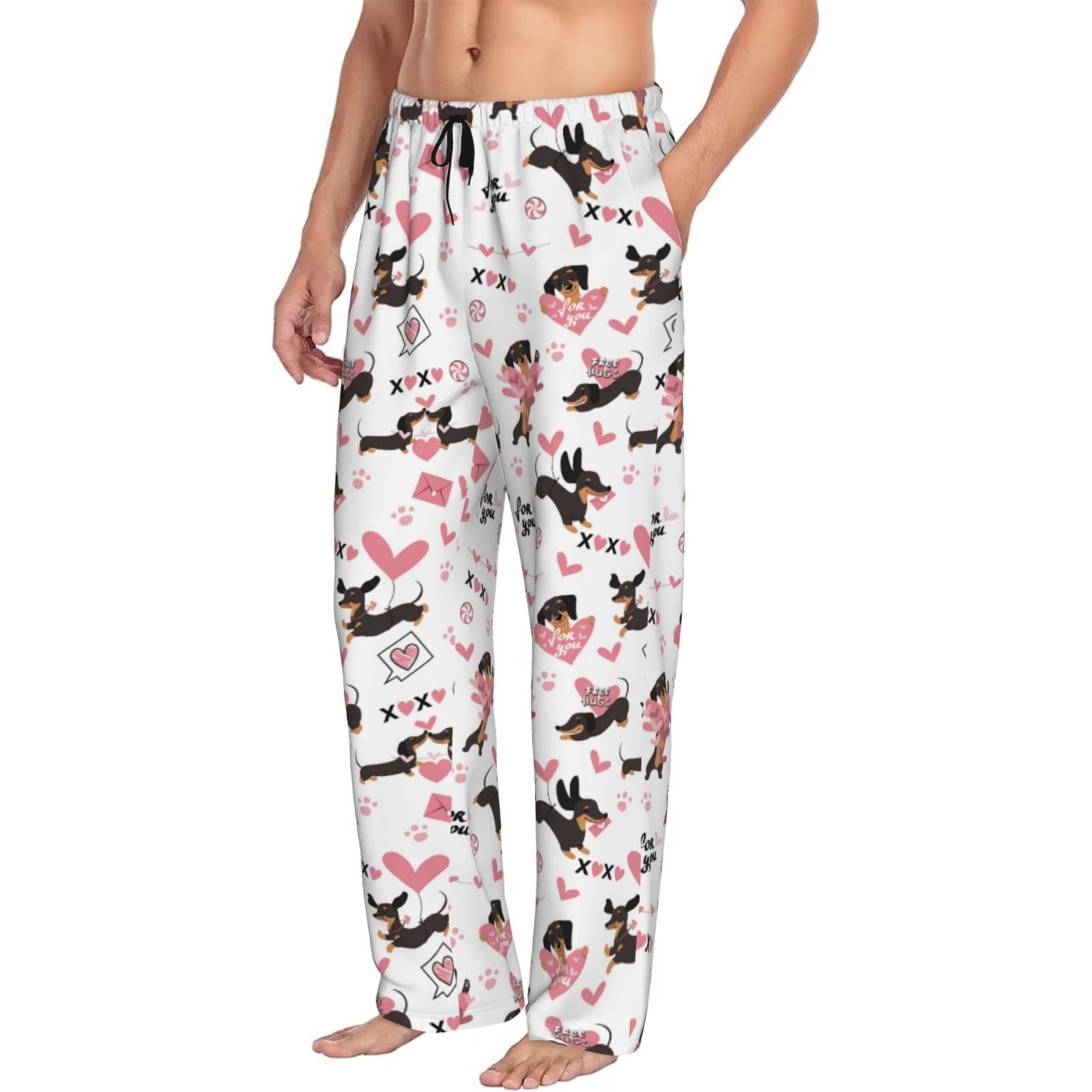 Goofa Dachshund Dog Puppy Printed Soft Pajama Pants for Men, Wide Leg ...