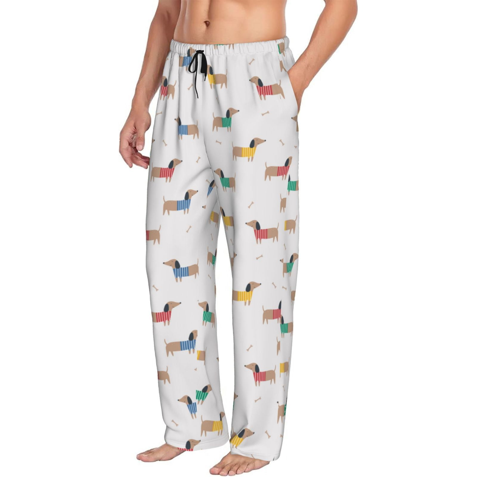 Goofa Dachshund Dog Puppy Printed Soft Pajama Pants for Men, Wide Leg ...