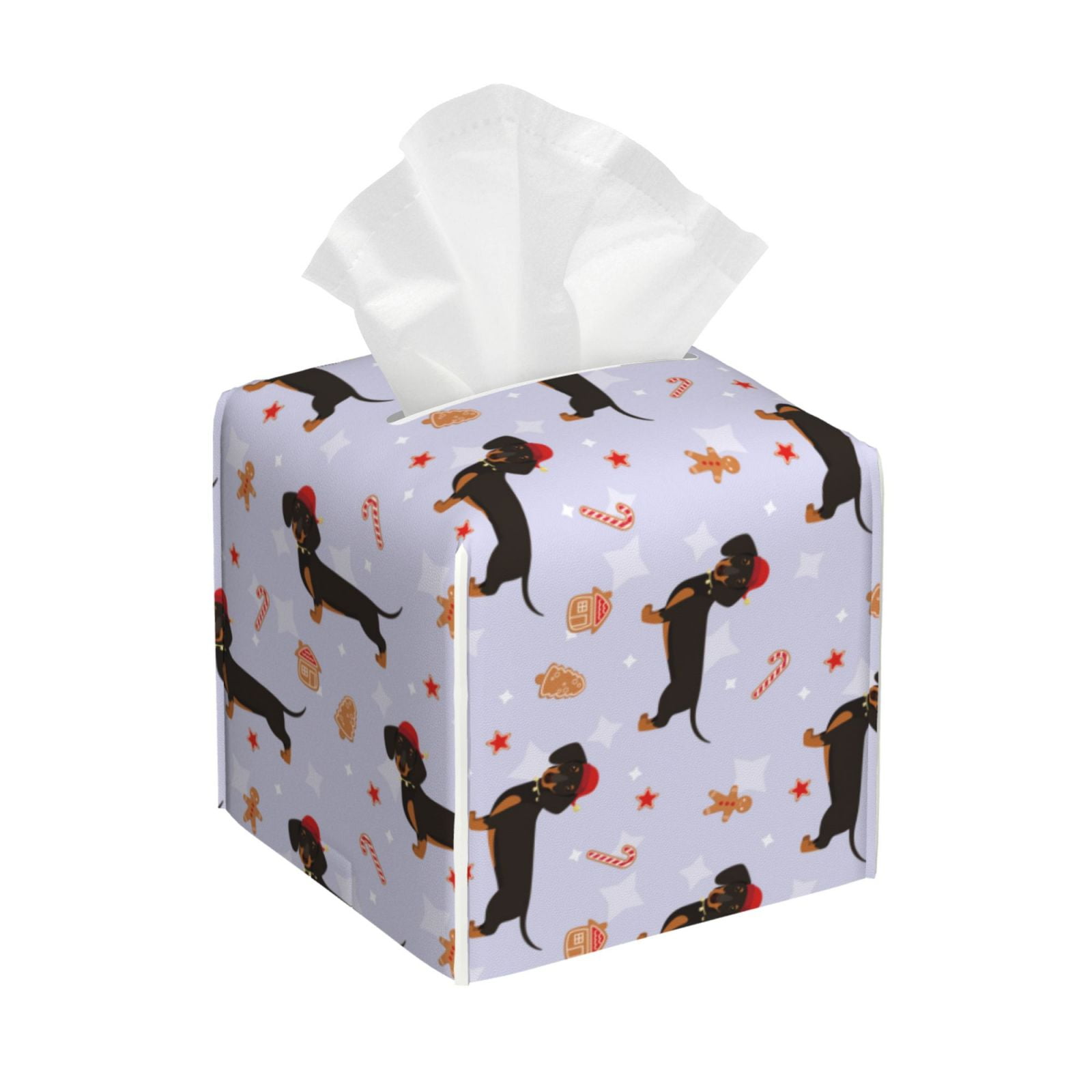Goofa Dachshund Dog Tissue Box Cover PVC Leather Tissue Holder Square ...