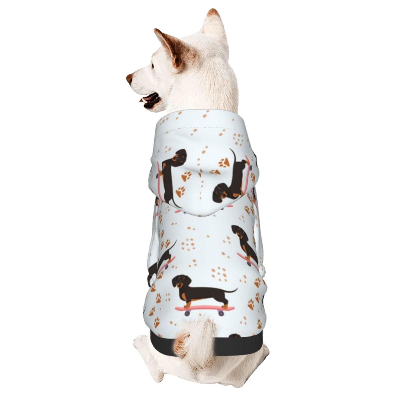Goofa Dachshund On A Skateboard Pattern Small Dog Sweater Hoodies Pet ...