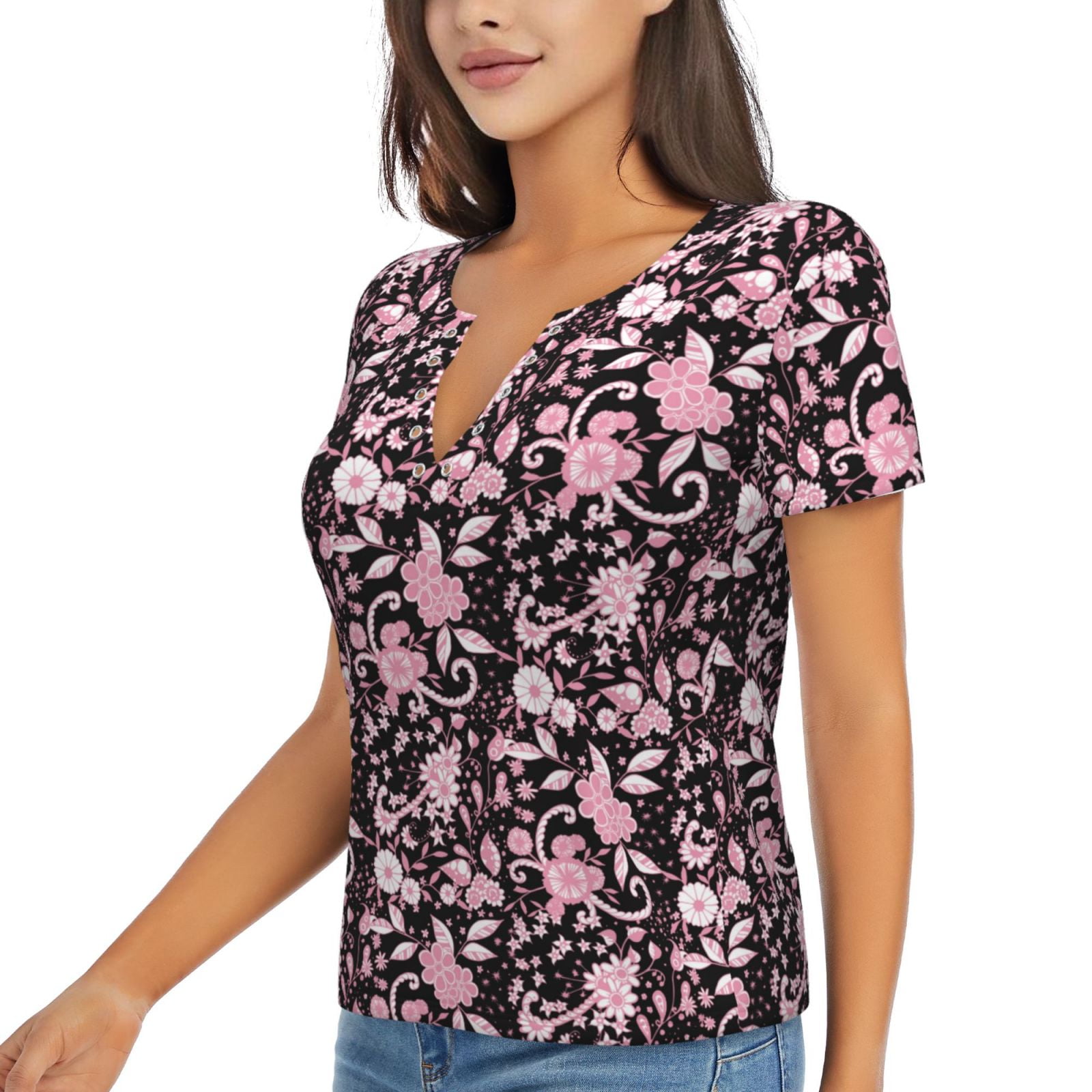 Goofa Daisies Flowers Pattern Womens Deep V Neck Low Cut Tops Casual ...