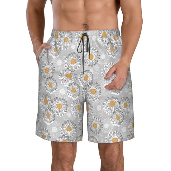 Goofa Daisies Flowers Printed Mens Swim Trunks Summer Quick Dry Short ...