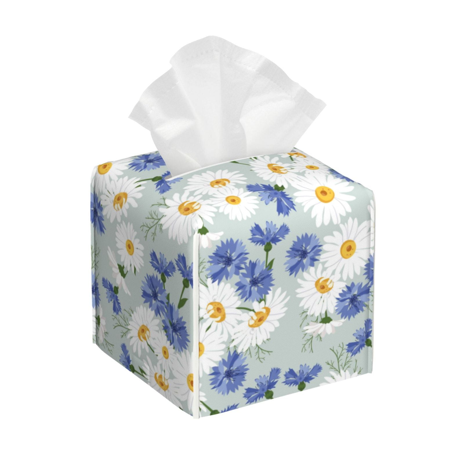 Goofa Daisies Flowers Tissue Box Cover PVC Leather Tissue Holder Square ...