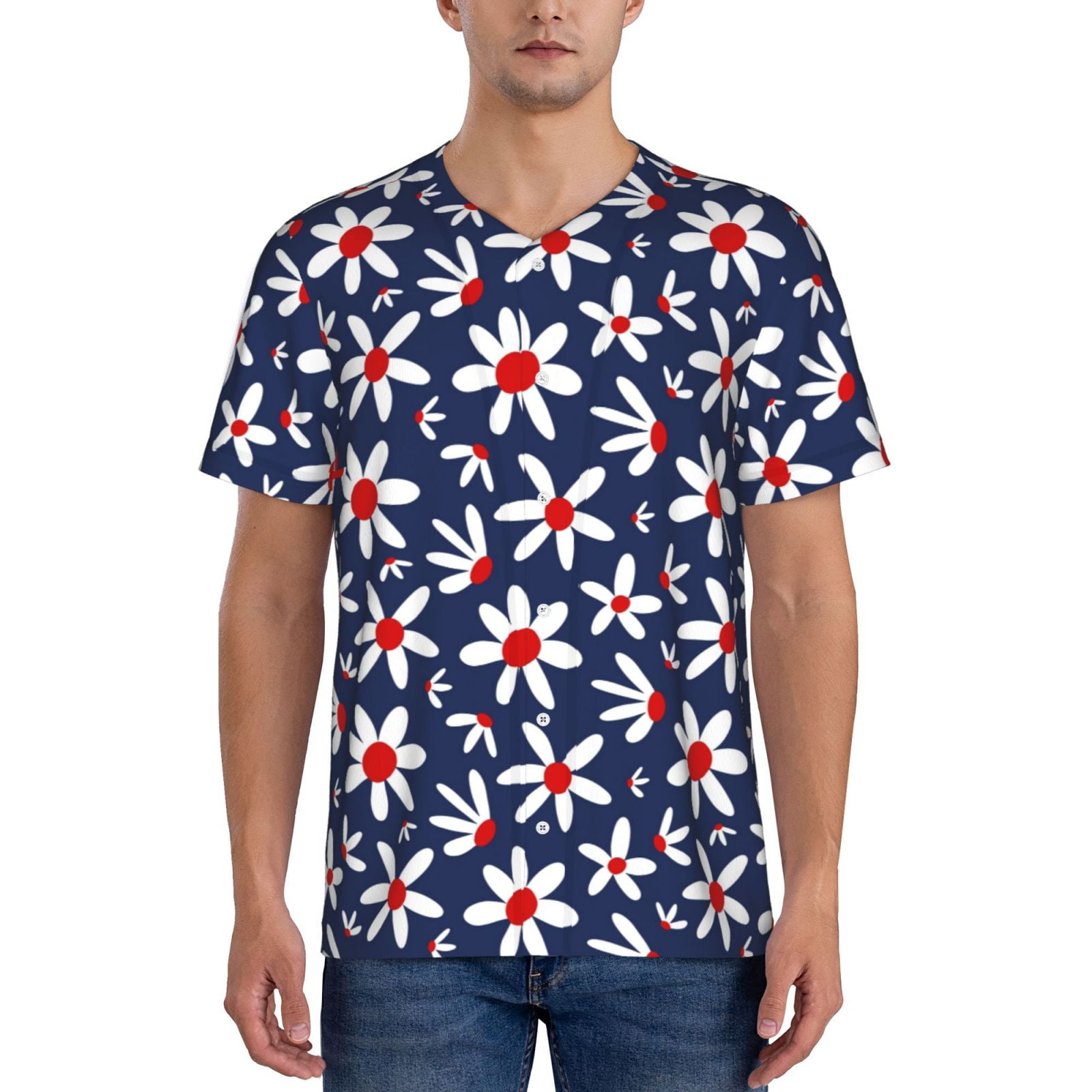 Goofa Daisy Flowers Pattern Mens Golf Shirt Baseball T-shirt Moisture ...