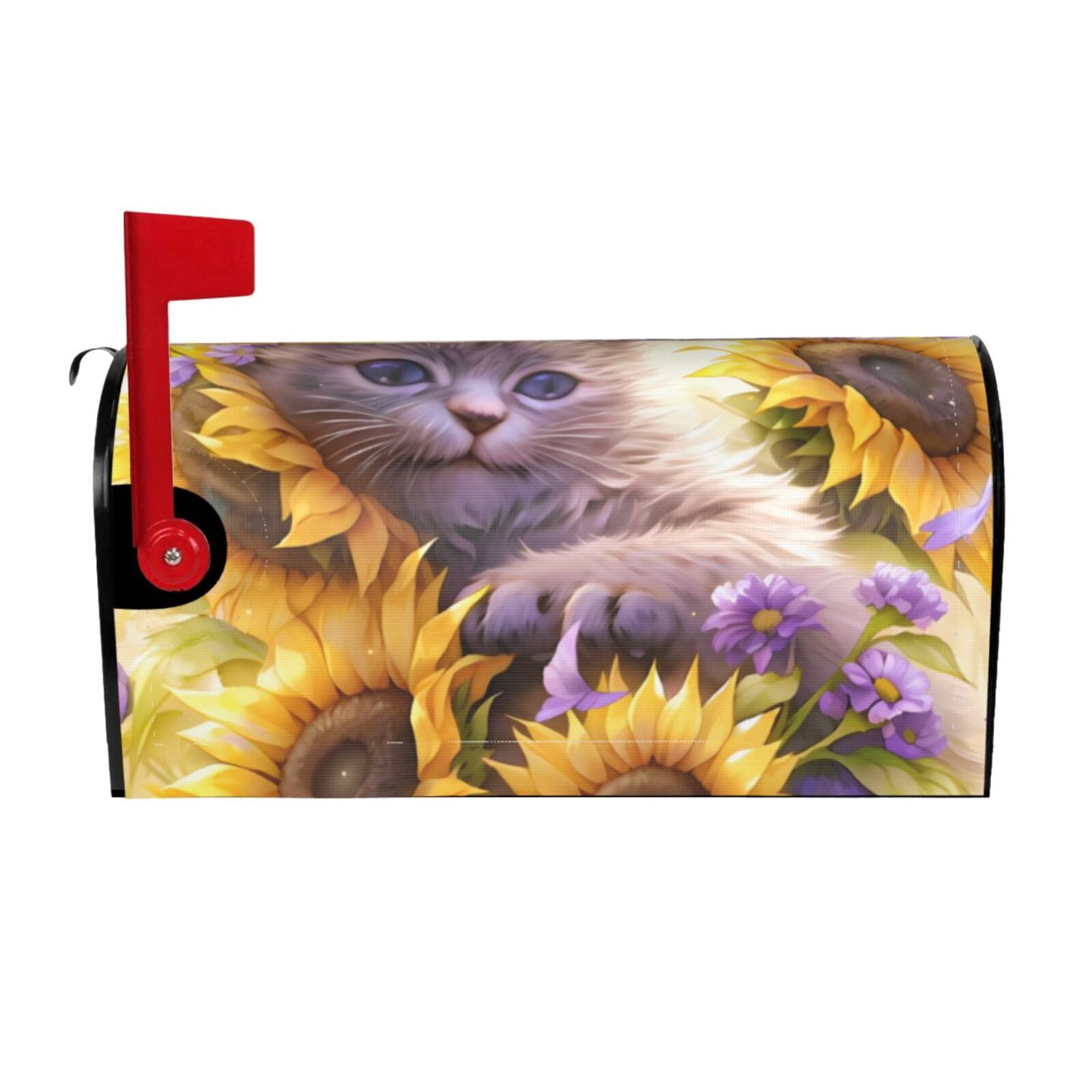 Goofa Daisy Sunflower Lazy Cat Pattern Mailbox Cover, Mailbox ...