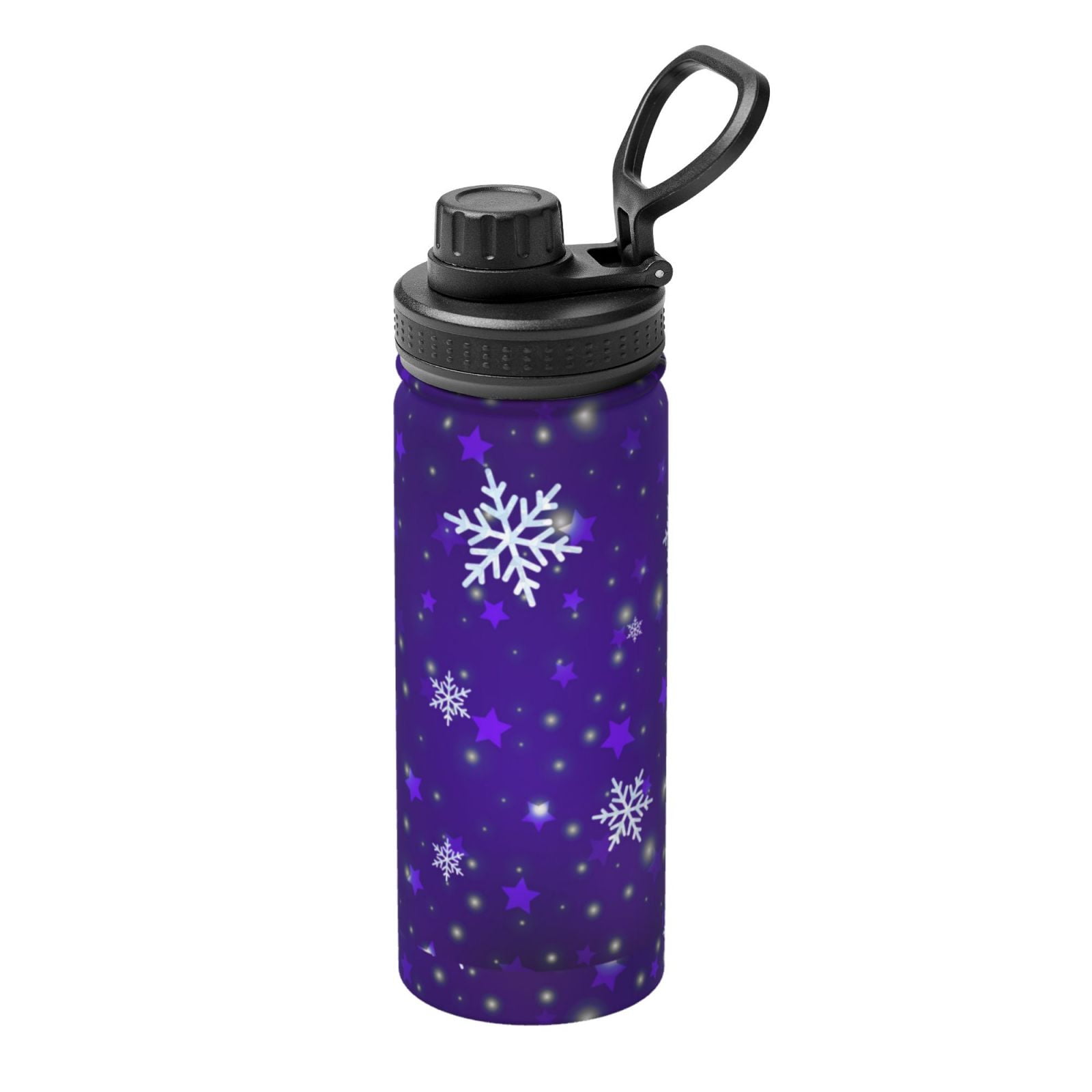 Goofa Dark Purple Snowflakes Print 18oz Sports Insulated Kettle With ...