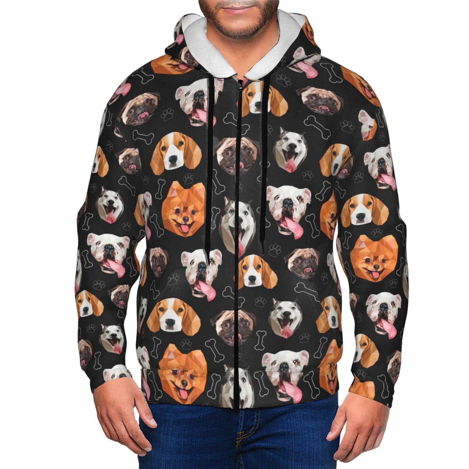 Goofa Different Breeds Of Dogs Pattern Mens Full-zip Hoodie, Zip-up ...