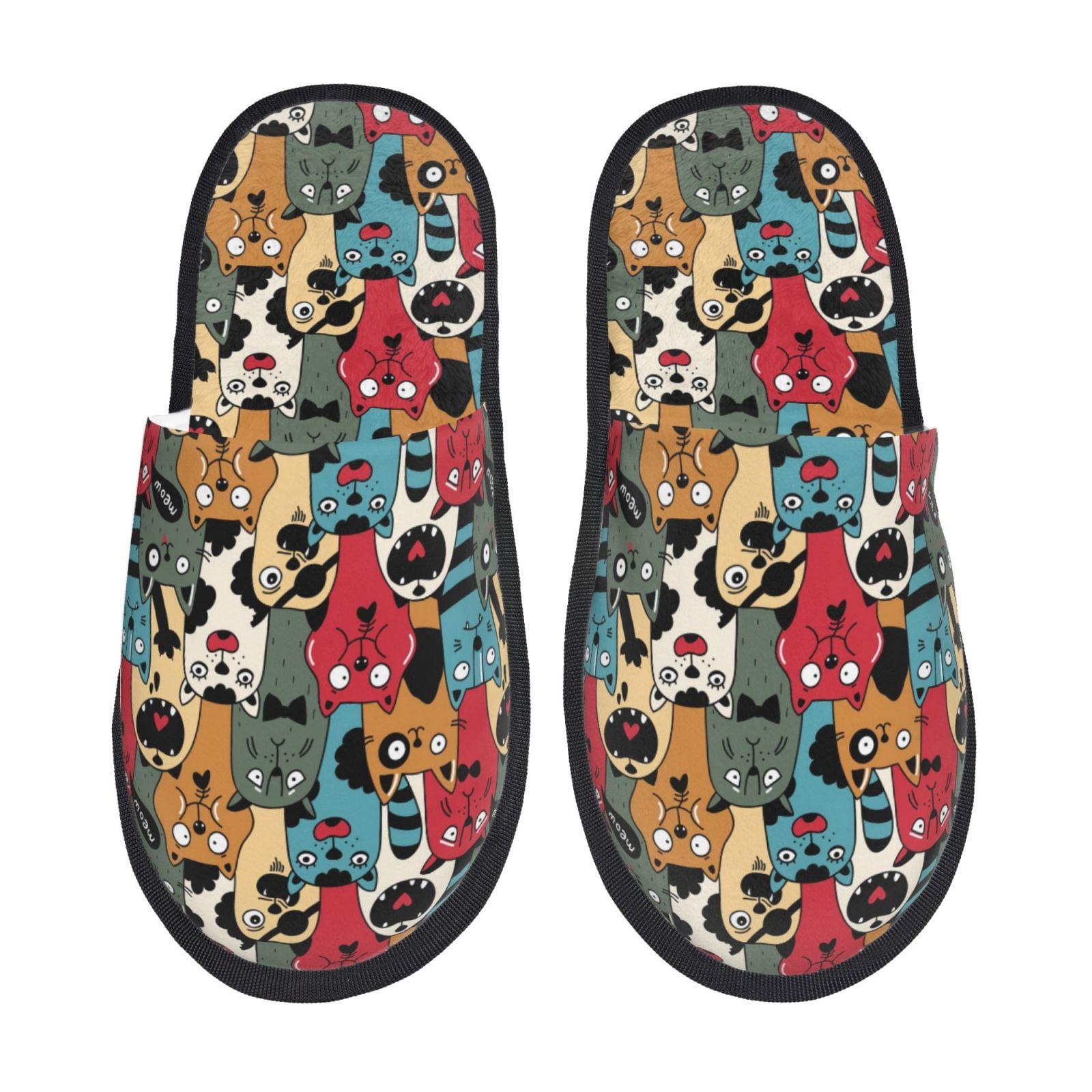 Goofa Different Cats 1 Pattern Plush Furry Slippers for Men & Women ...