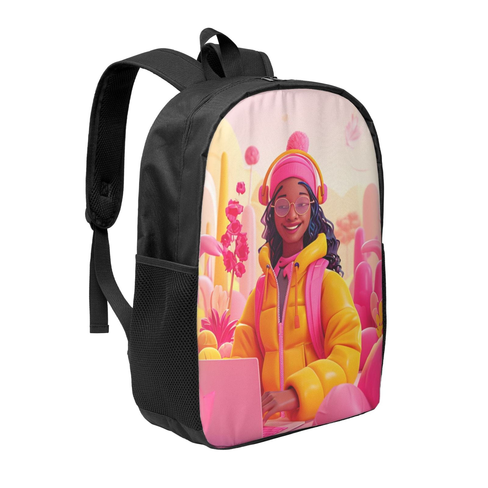 Goofa Digital Nomad Pink Landscape Pattern 17in Student Backpack ...