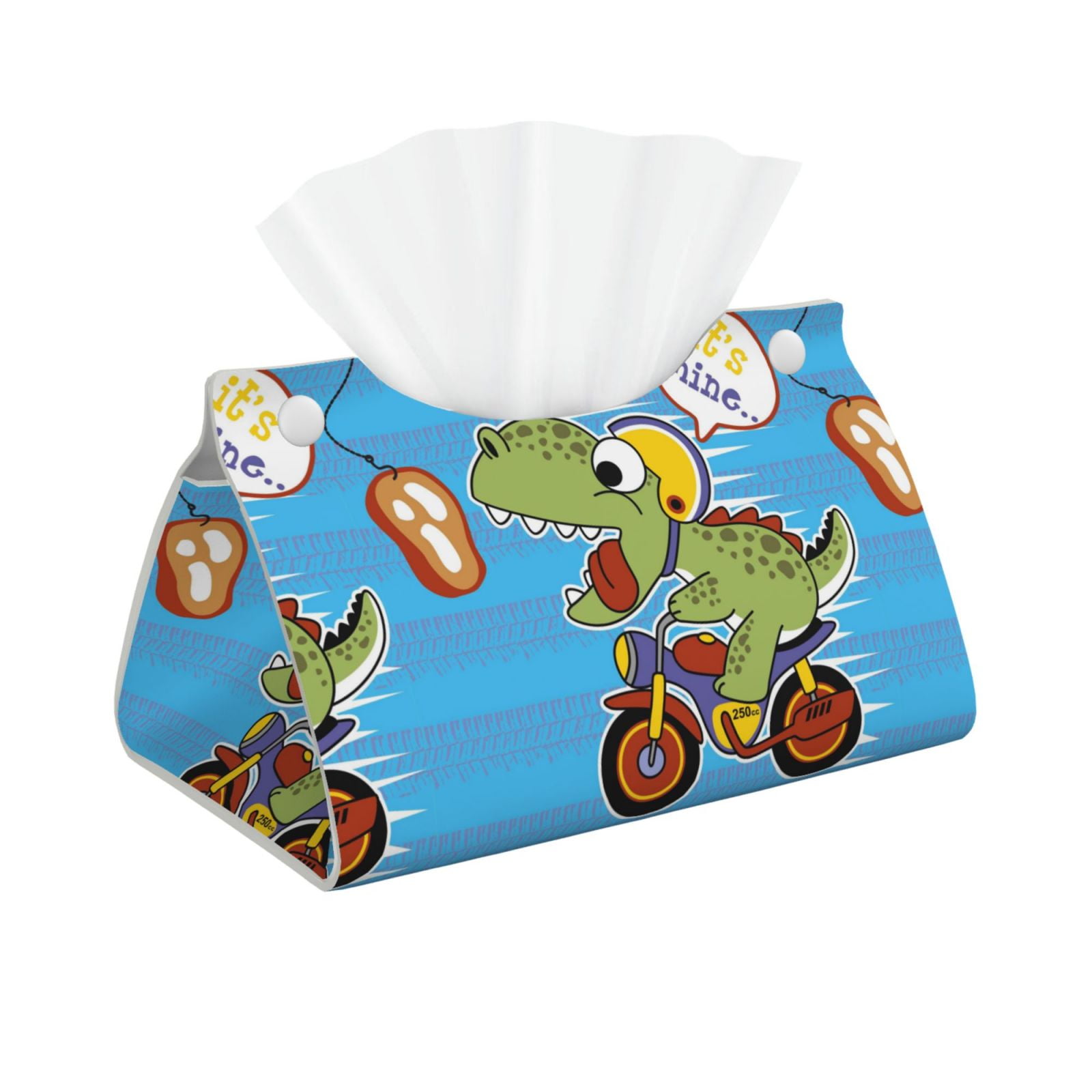 Goofa Dinosaur Riding a Motorcycle Pattern Triangle Square Tissue Box ...