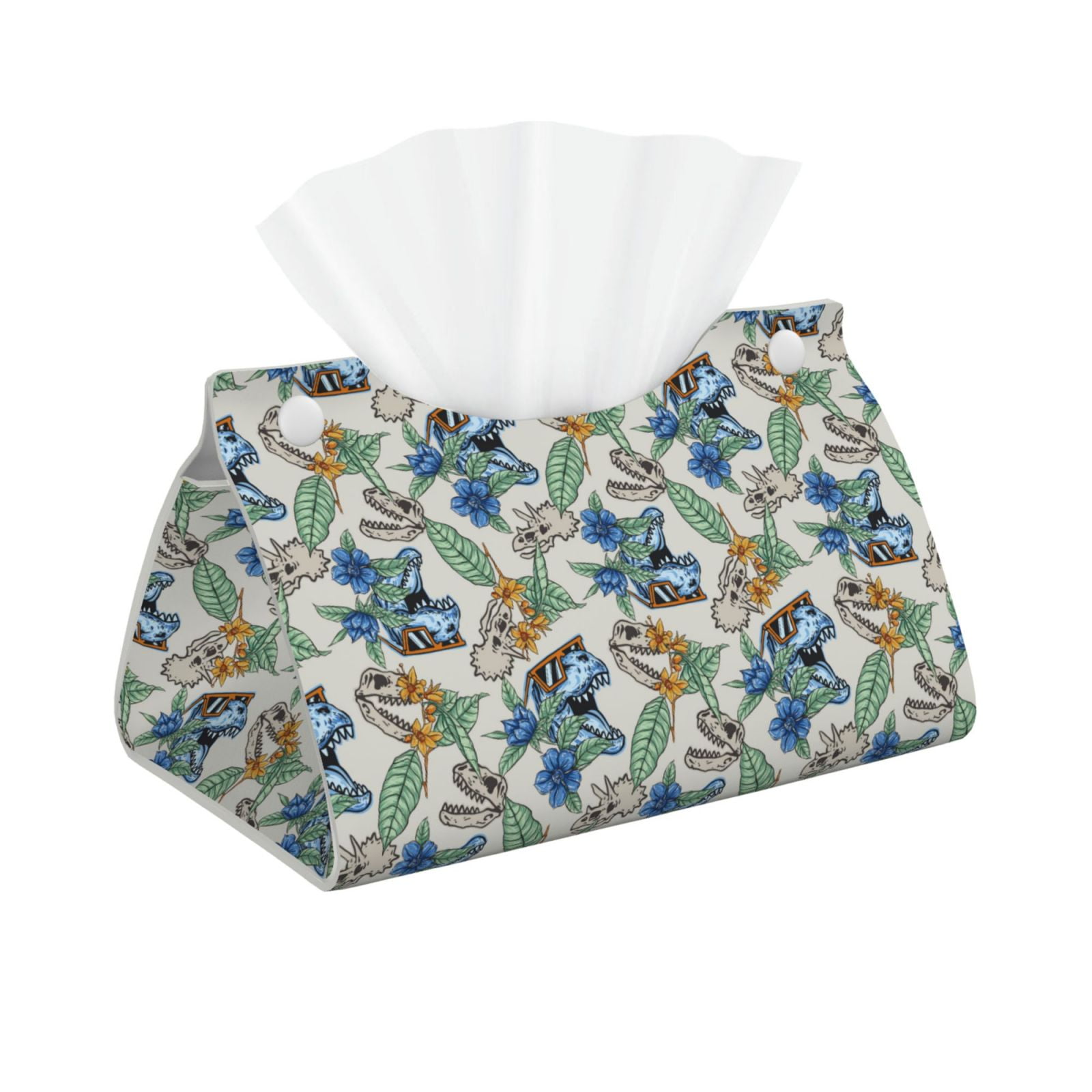 Goofa Dinosaurs And Leaves Pattern Triangle Square Tissue Box Cover ...