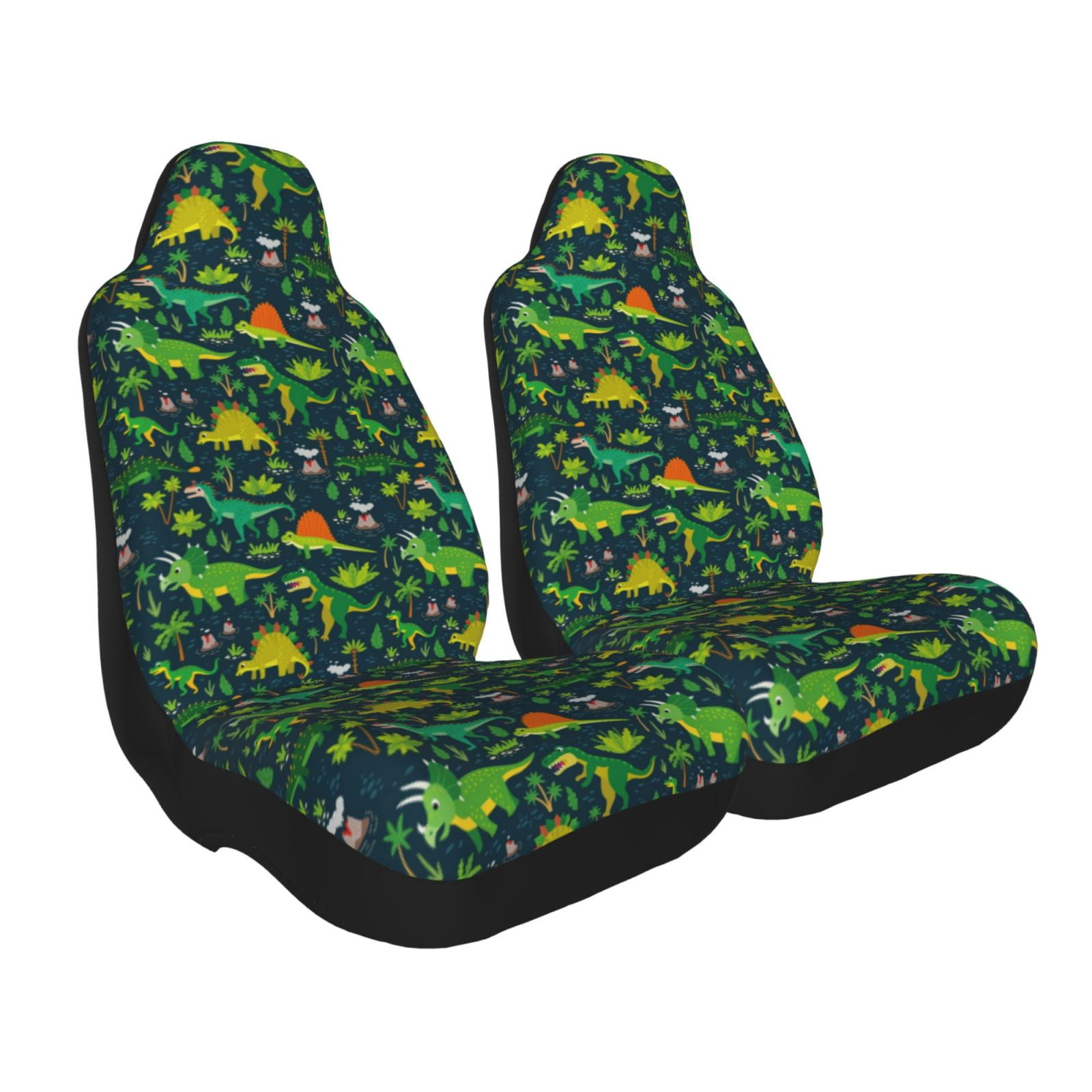 Goofa Dinosaurs and Tropical Leaves and Flowers Printed Car Seat Covers ...